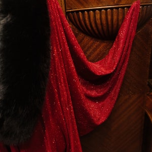 Aristocratic Red With Black Faux Fur 1920s Gown Color Hollywood Style ...