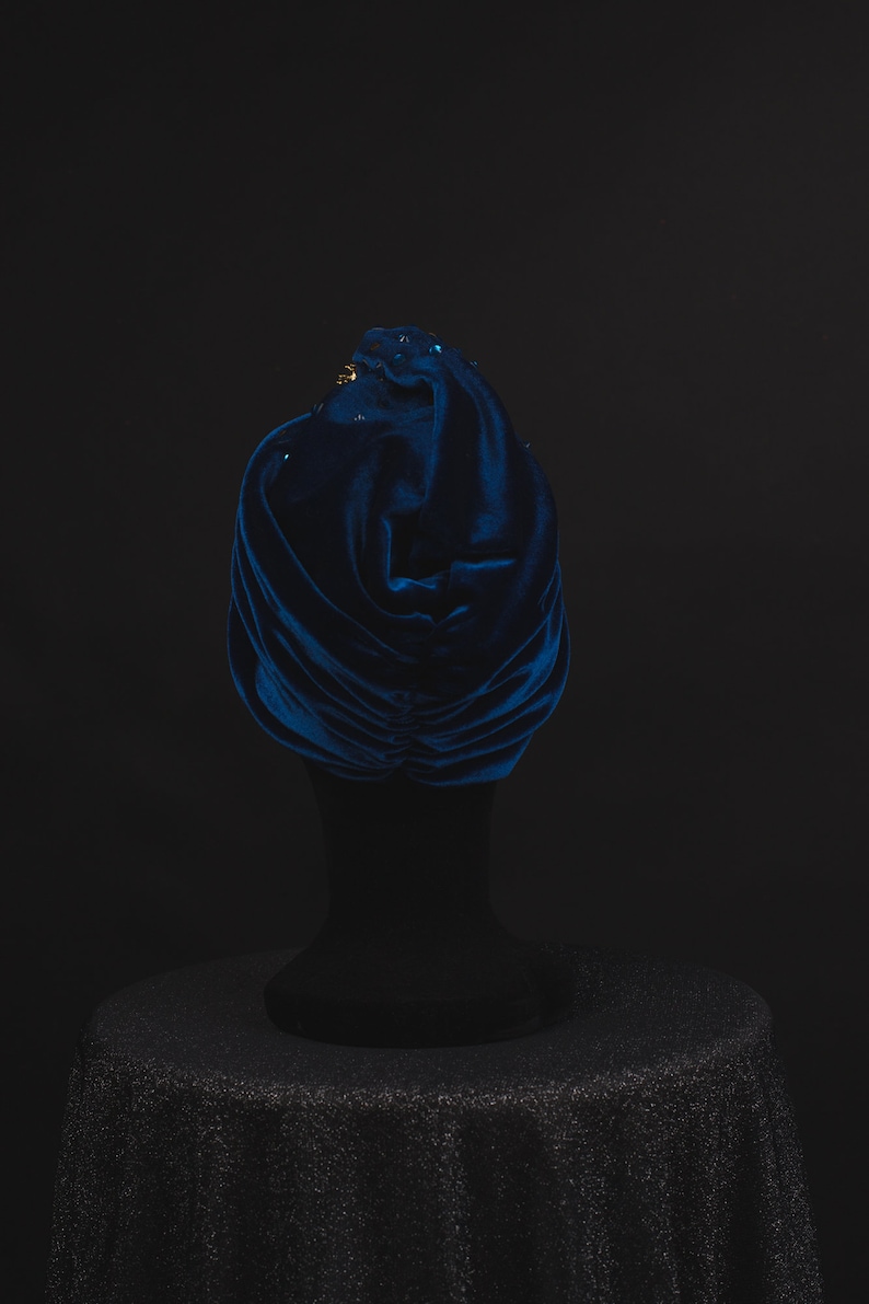 Peacock Royal Blue 1920s Velvet Turban Rhinestones Brooch - Etsy