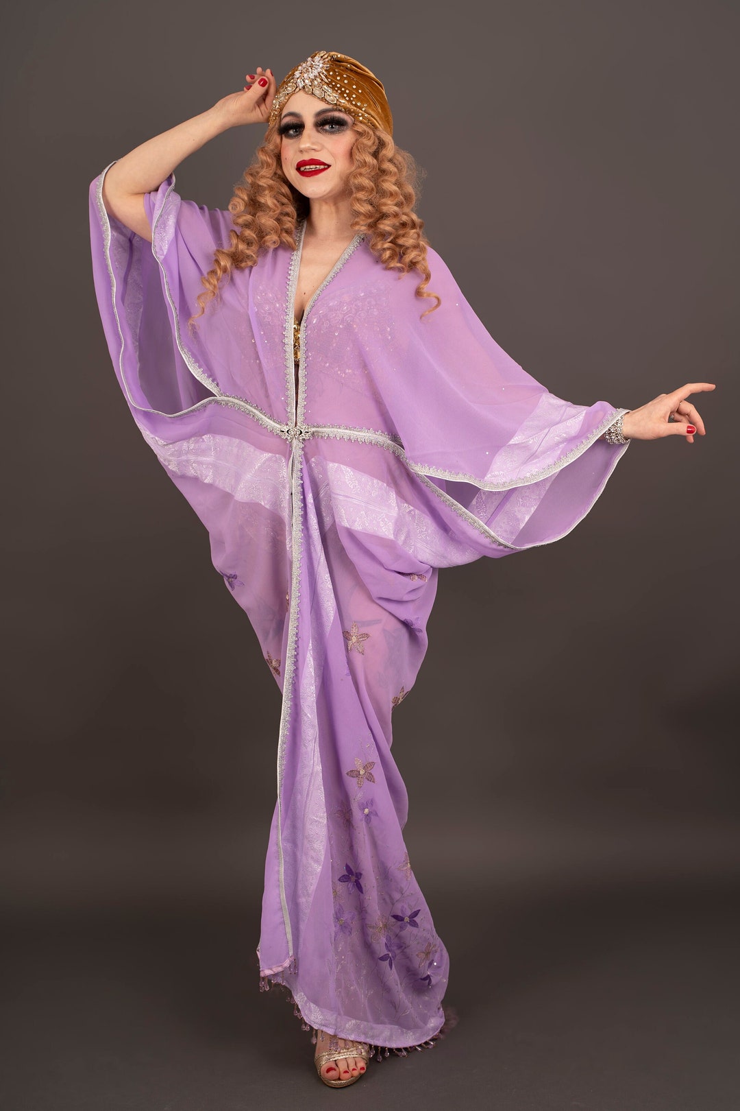 Violet Dreams Oriental 1920s Art Deco Gown Hollywood Pink Dress Style ...