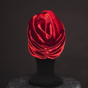 Royal Red Velvet Turban Vinatege Retro Hair Cap, Hollywod Turban Art ...