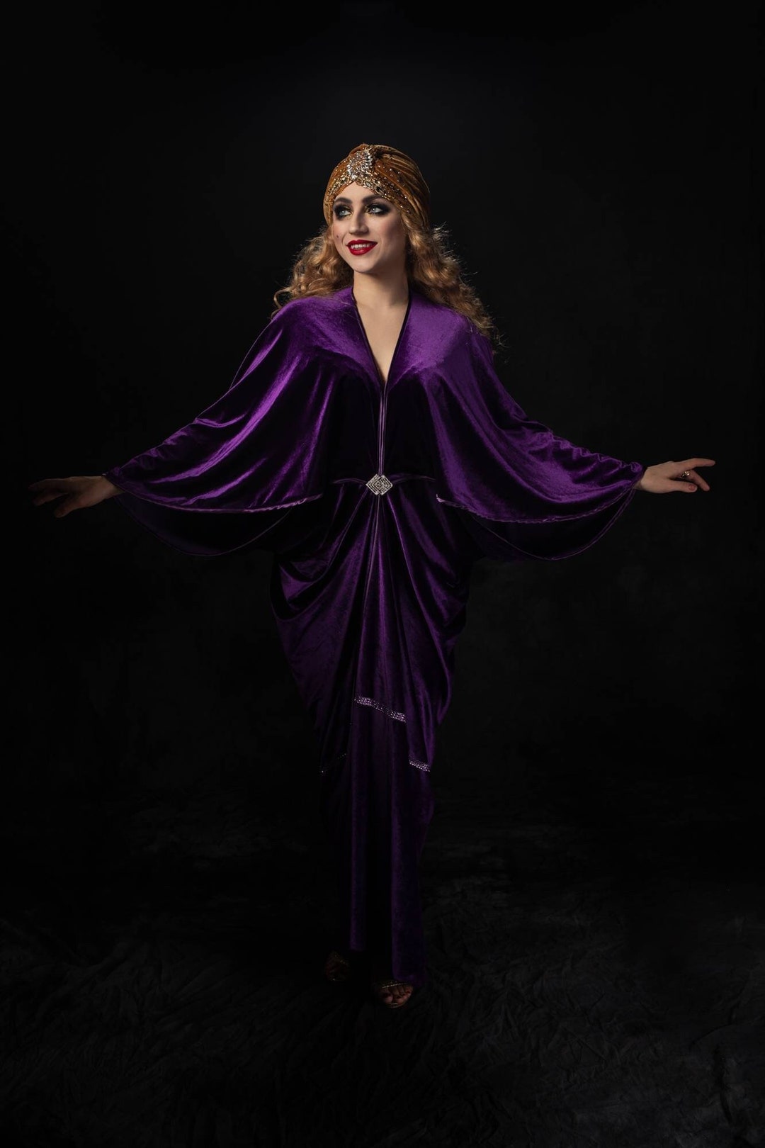 Violet 1920s Velvet Gown Color Hollywood Style Great Gatsby Burlesque ...