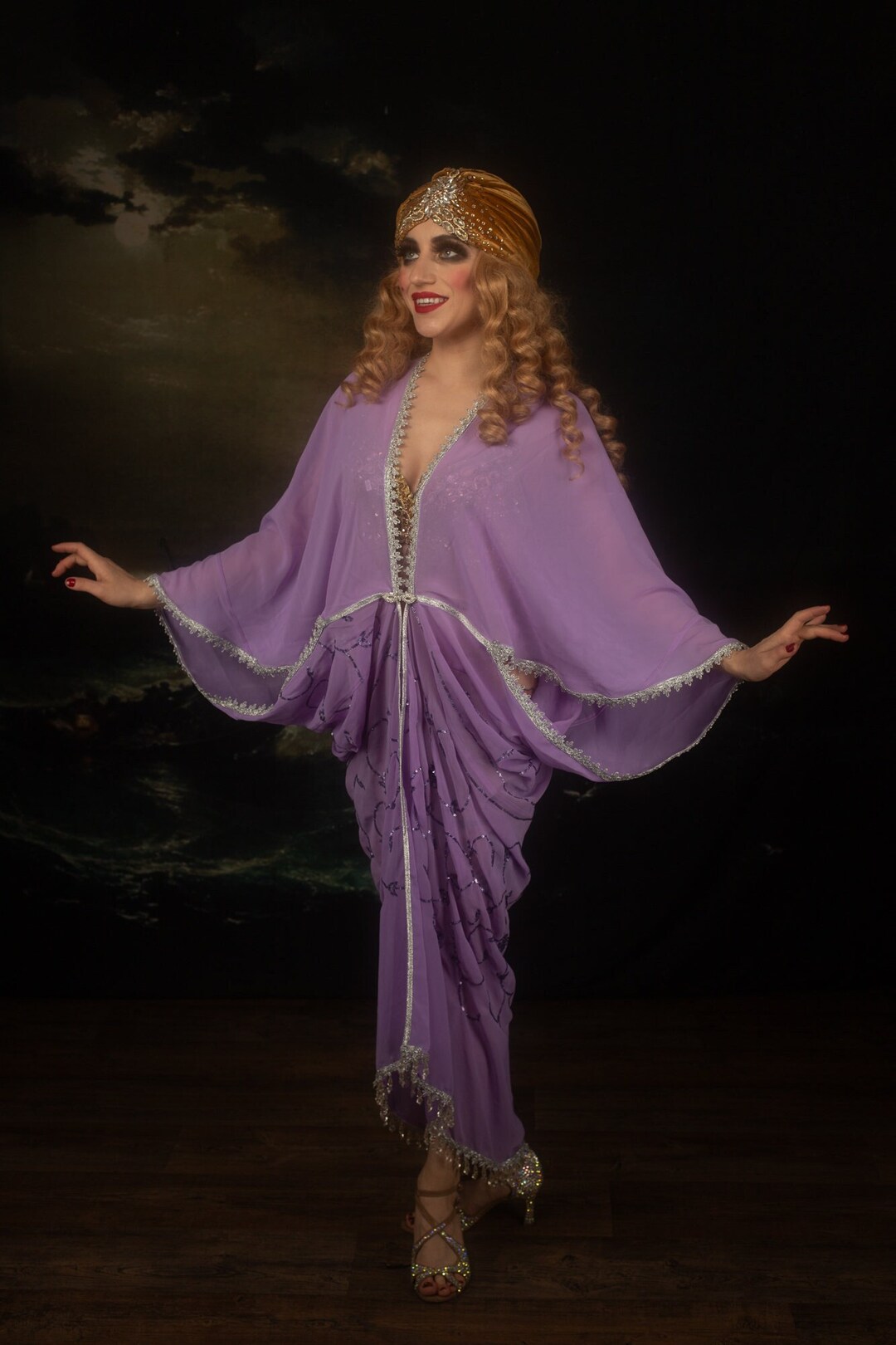 Violet Dreams Oriental 1920s Art Deco Gown Hollywood Pink Dress Style ...