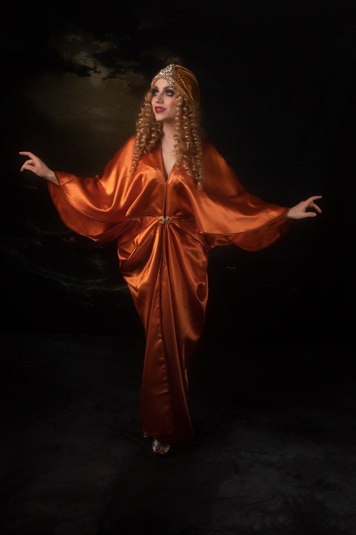 Satin Copper Color Cinnamon Art Nouveau Hollywood Style Gown Great ...
