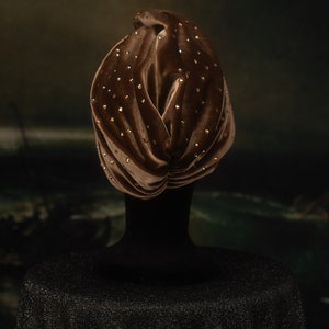 Turban Coffee With Milk 1920s Velvet Khaki Turban Rhinestones Brooch ...