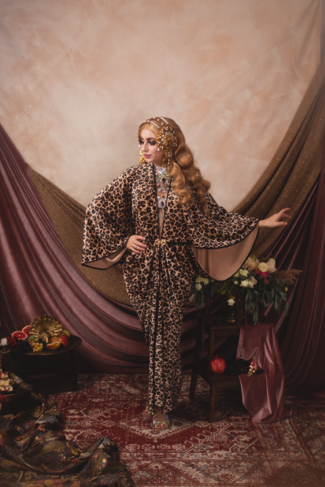 Velvet Leopard Leo Gown Hollywood Style Great Gatsby Burlesque - Etsy