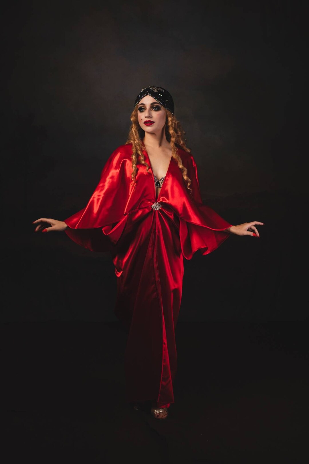 Satin Art Nouveau Hollywood Style Gown Great Gatsby Burlesque Flapper ...