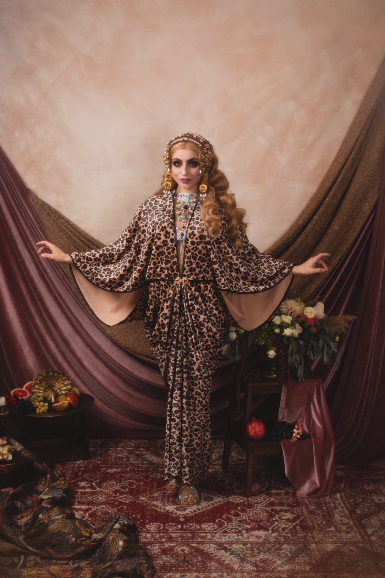 Velvet Leopard Leo Gown Hollywood Style Great Gatsby Burlesque - Etsy