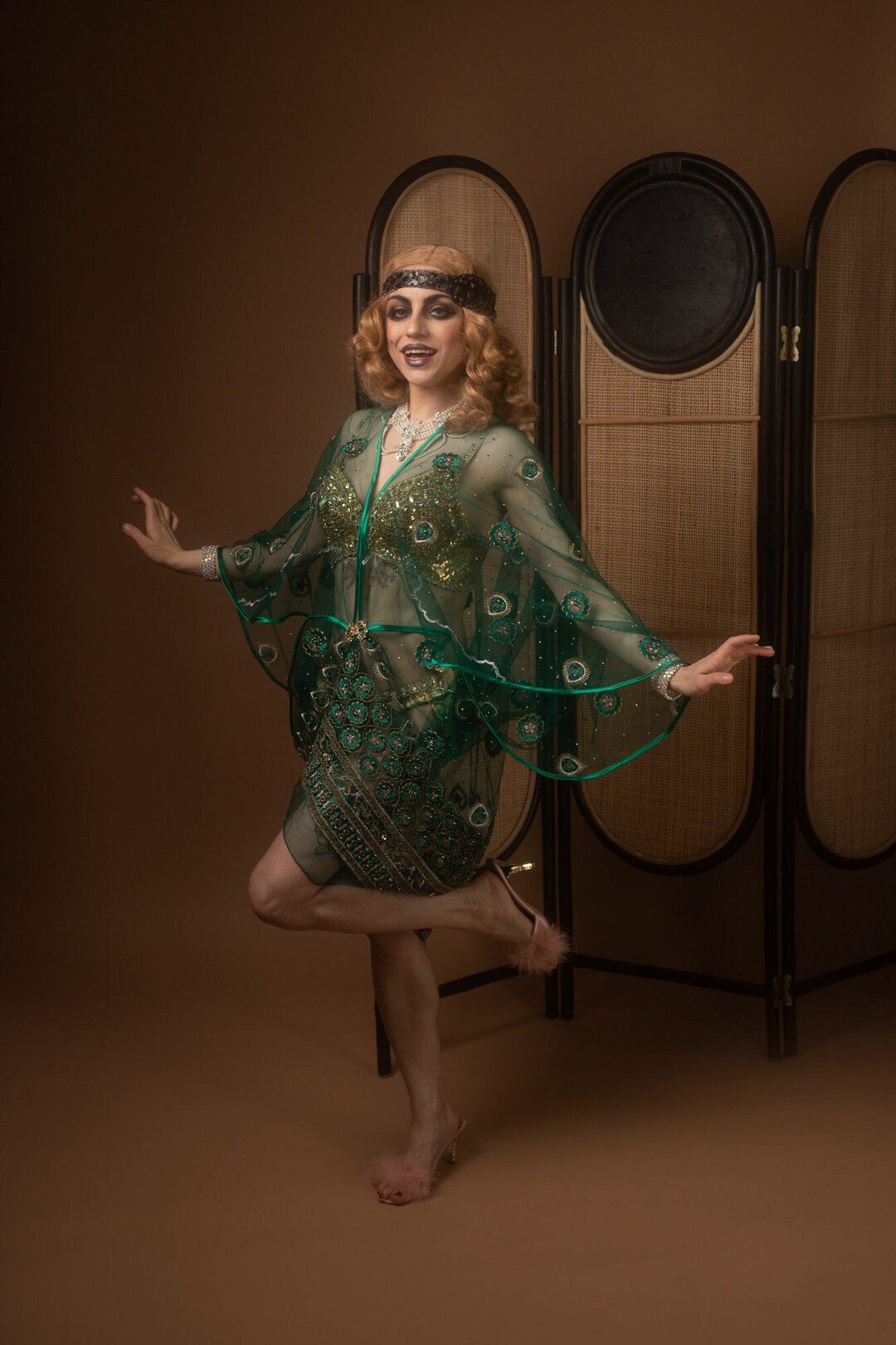 Art Nouveau Absinthe Green 1920 Vintage Style Art Nouveau Mucha Gown ...