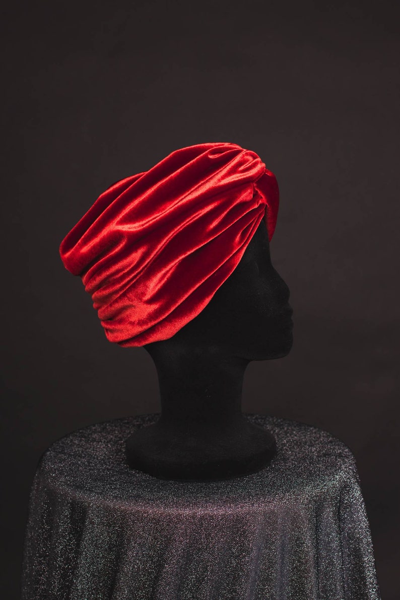 Royal Red Velvet Turban Vinatege Retro Hair Cap Hollywod - Etsy