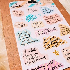 Daily Affirmations Cute Planner Stickers / Inspirational, Motivational ...