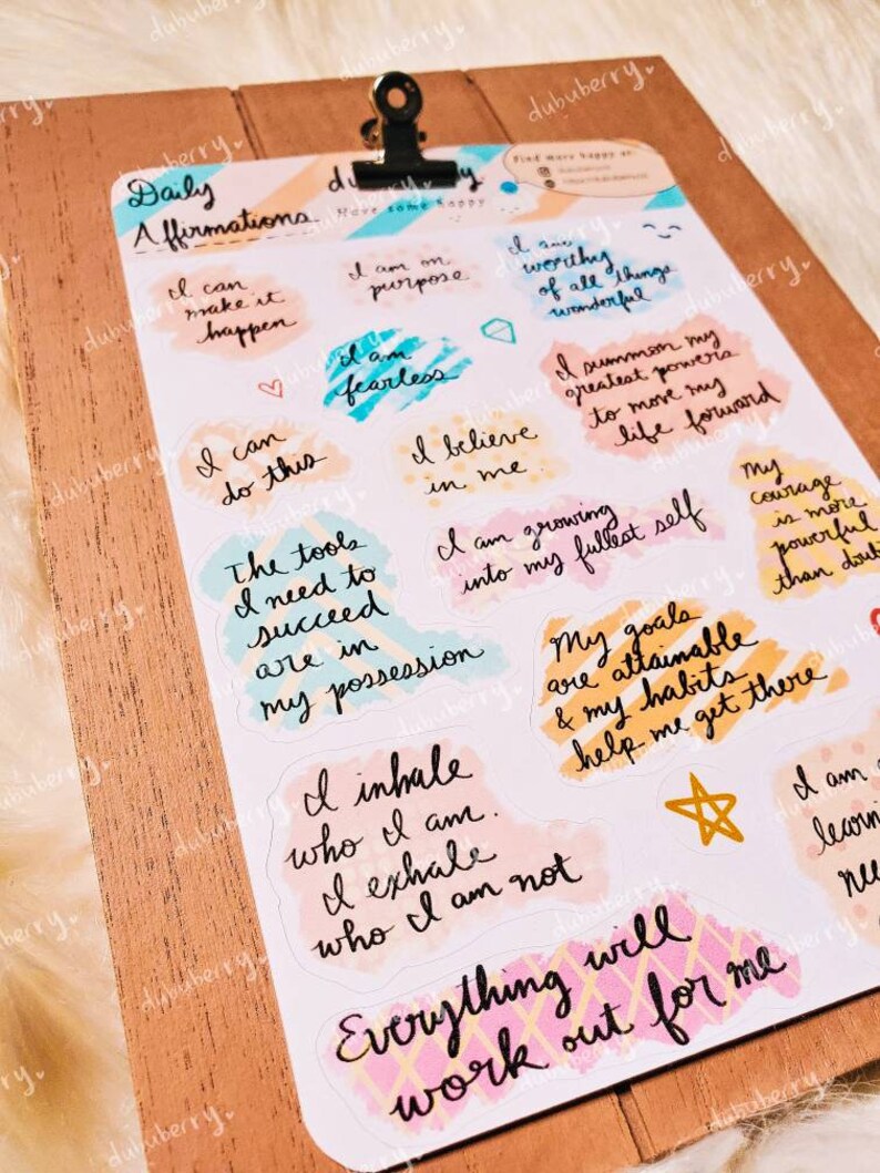 Daily Affirmations Cute Planner Stickers / Inspirational | Etsy