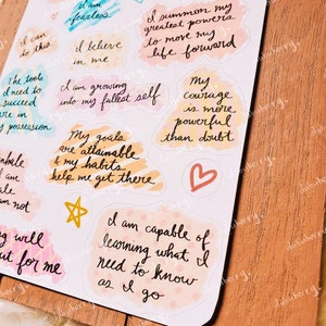 Daily Affirmations Cute Planner Stickers / Inspirational, Motivational ...