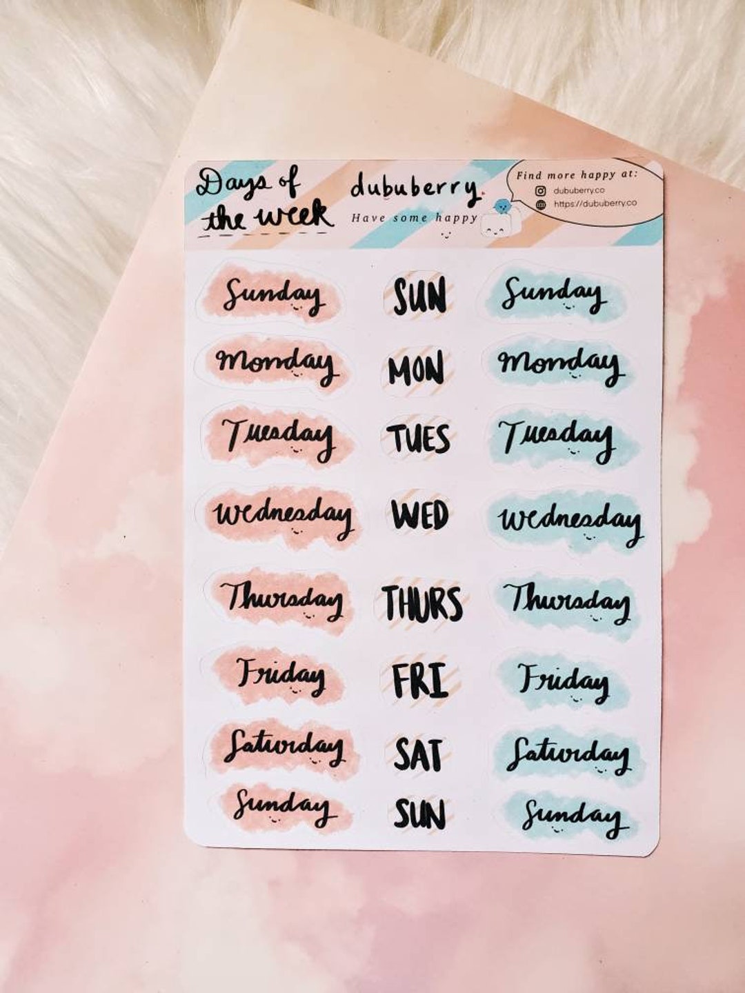 Days of the Week Planner Stickers / Cute Planner Organization Sticker ...