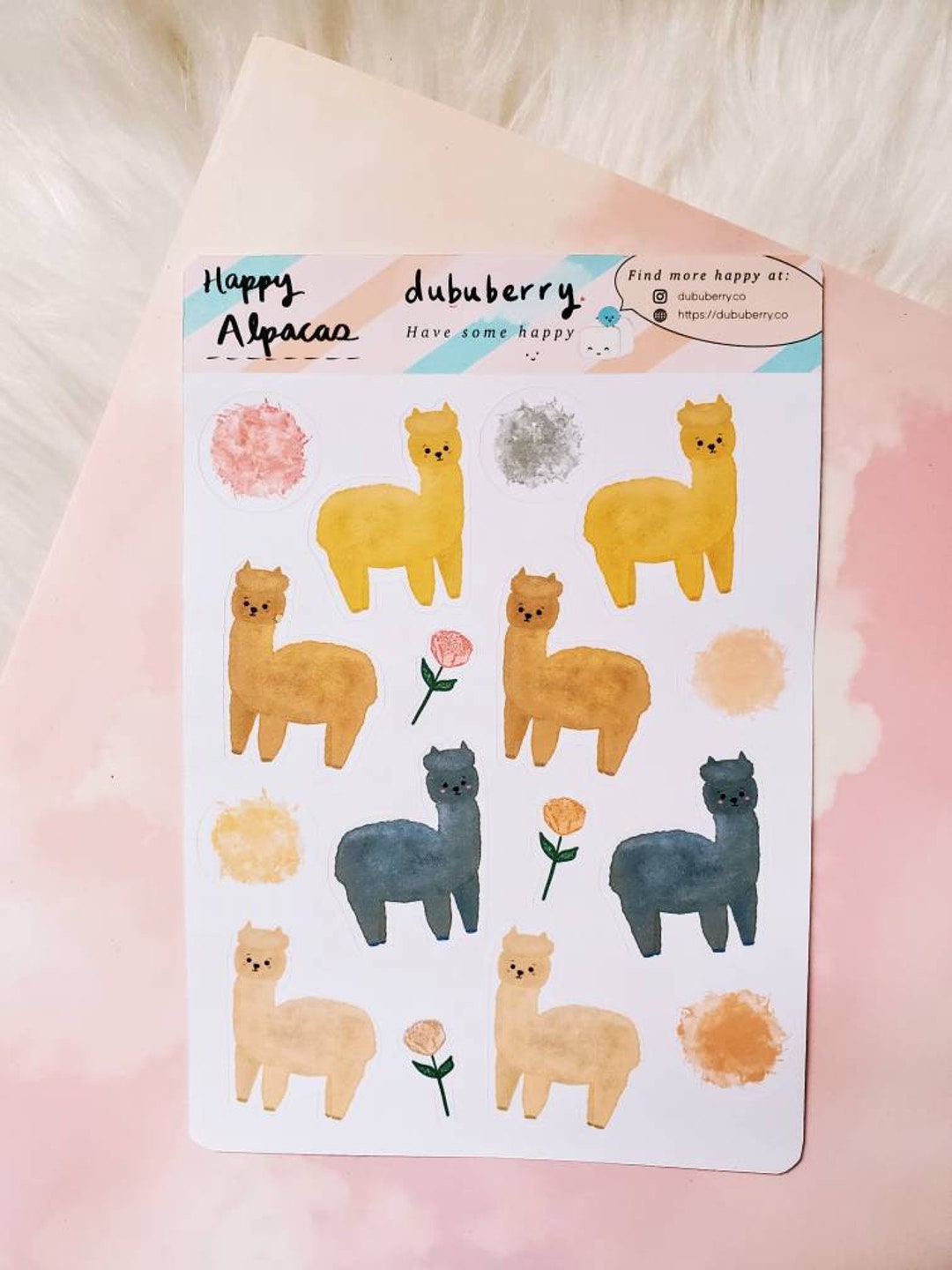 Happy Alpacas Cute Sticker Decals / Cute Matte Paper or Vinyl Sticker ...