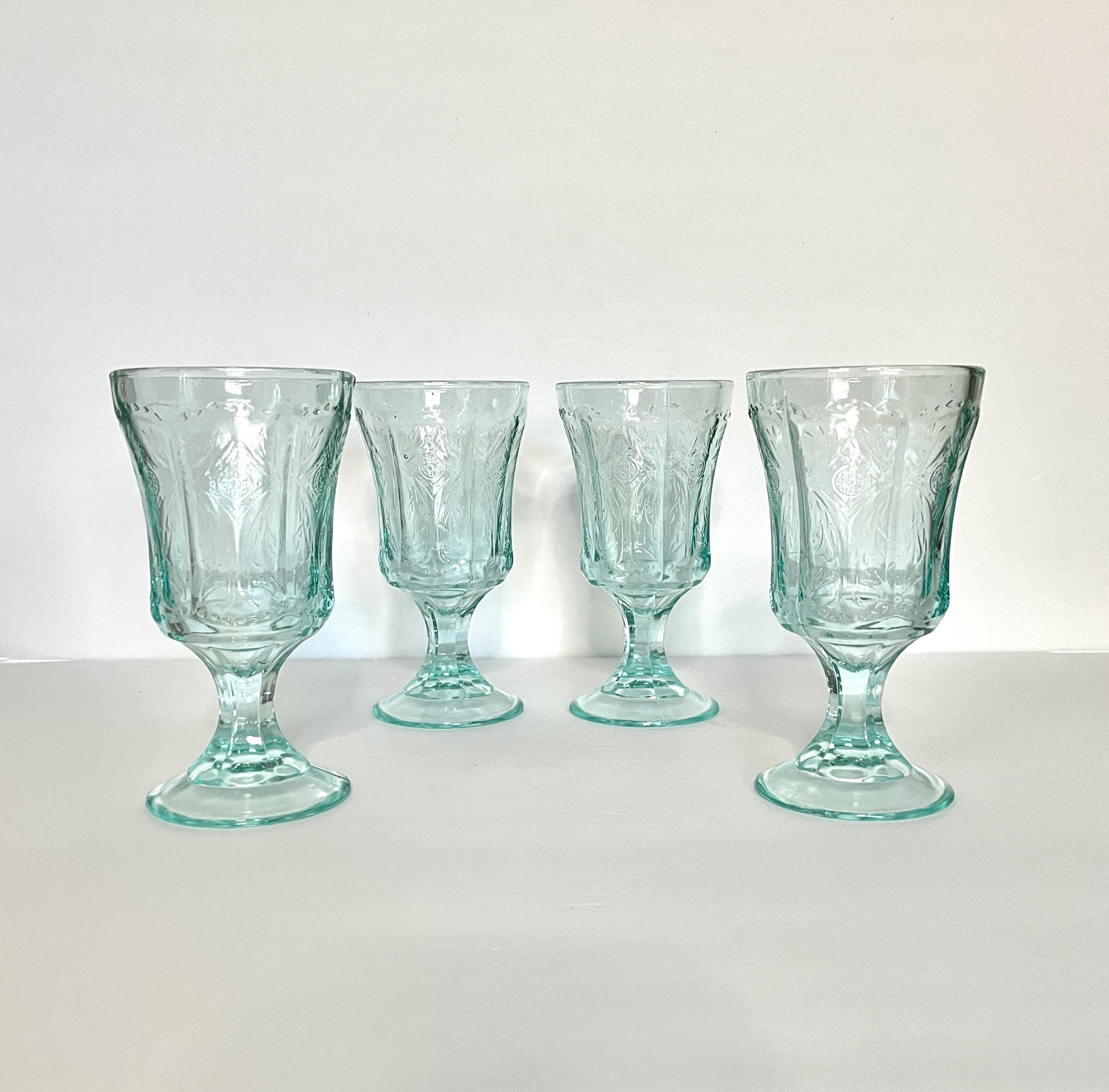Vintage Set of Four Indiana Glass Recollection Aqua Goblets - Etsy