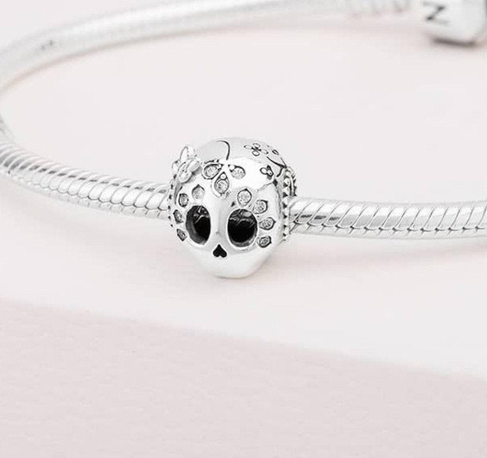 Pandora Sparkling Skull Charm 797866CZ Halloween Charms | Etsy