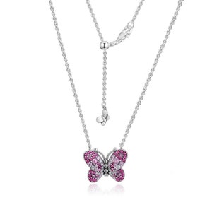 Pandora Dazzling Pink Butterfly Necklace 397931NCCMX Pandora - Etsy