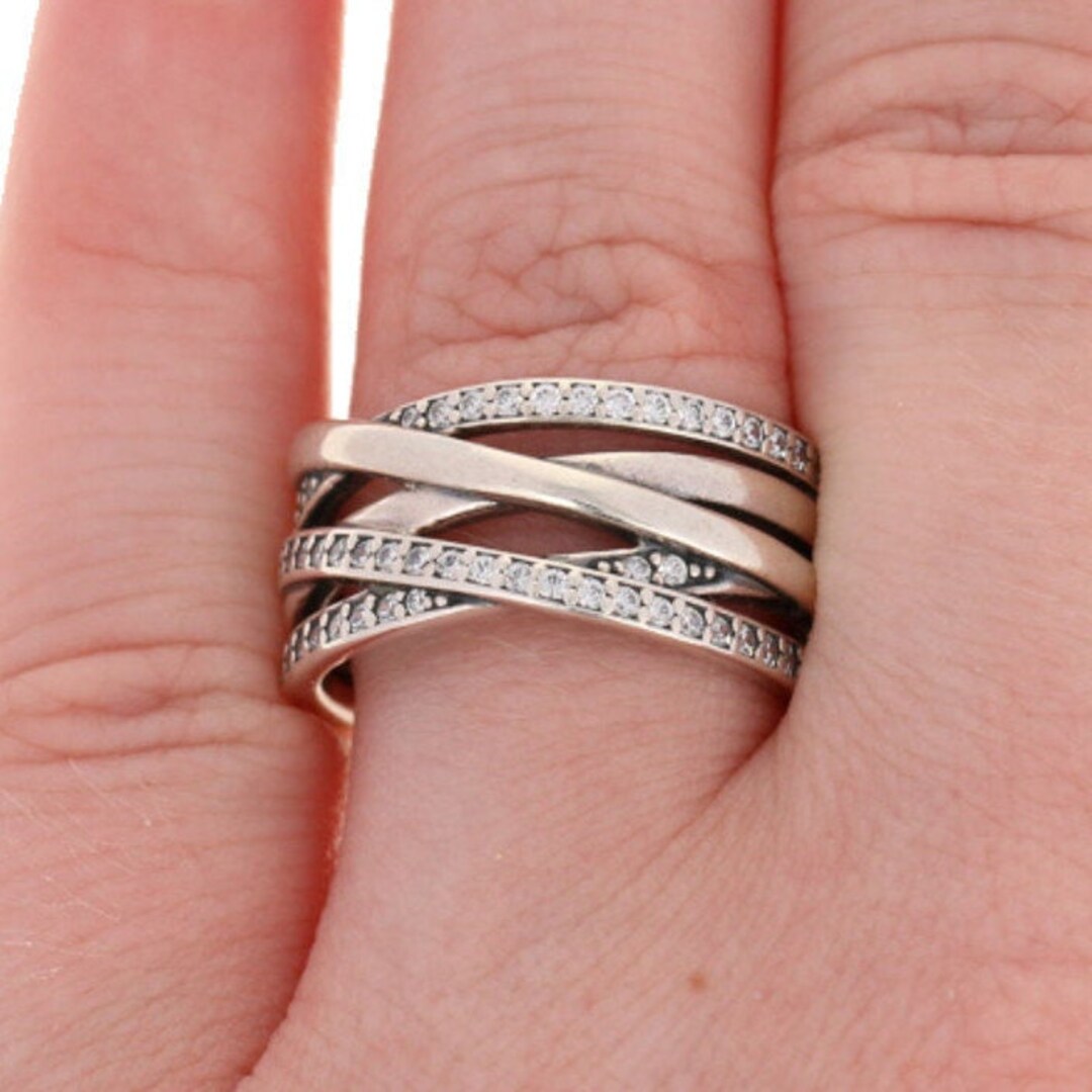Pandora Sparkling & Polished Lines Ring NEW in Sterling Silver - Etsy