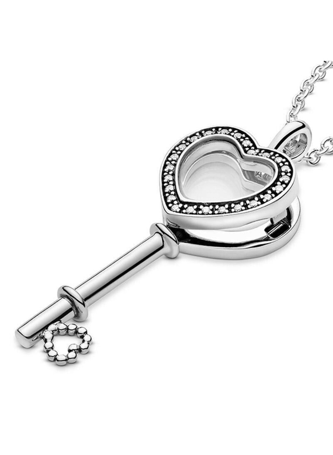 Pandora Floating Heart Locket Key Necklace 396581CZ-80 W | Etsy