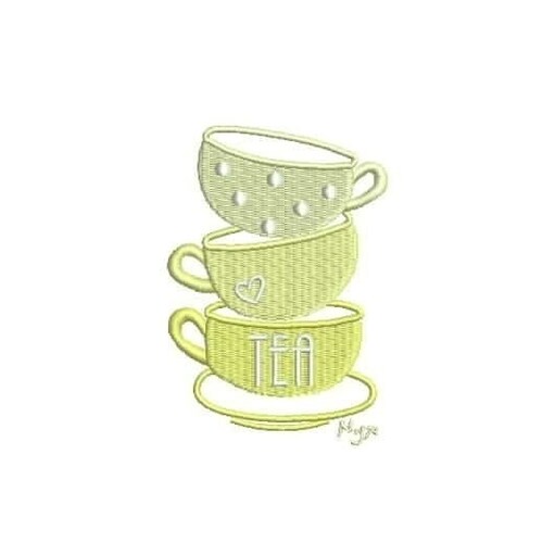 Tea Cups Applique Machine Embroidery Design NO:0182 - Etsy