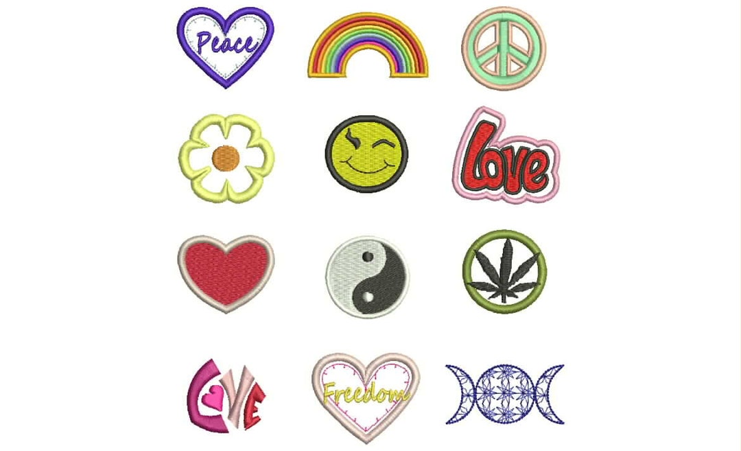 Hippy Boho Machine Embroidery Bundle Pack of 12 Separate Digitized ...