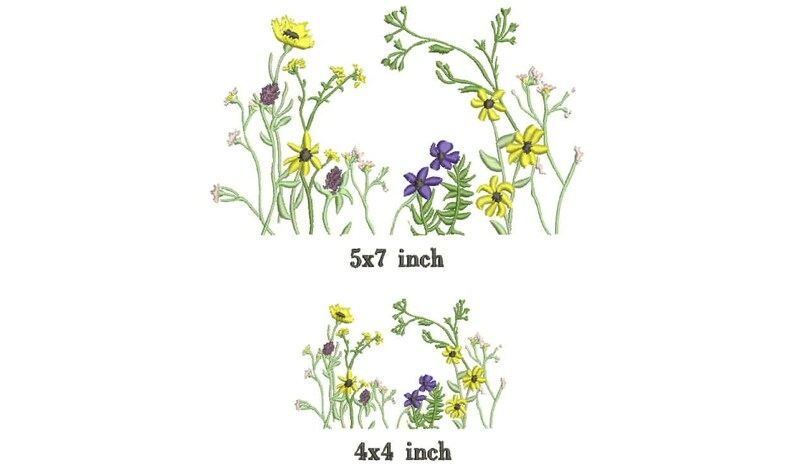 Wildflowers 3 Sizes Machine Embroidery Digitized Design File / Instant ...