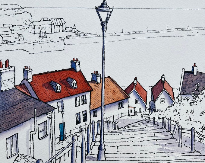 Whitby 199 Steps Art Print - Etsy UK