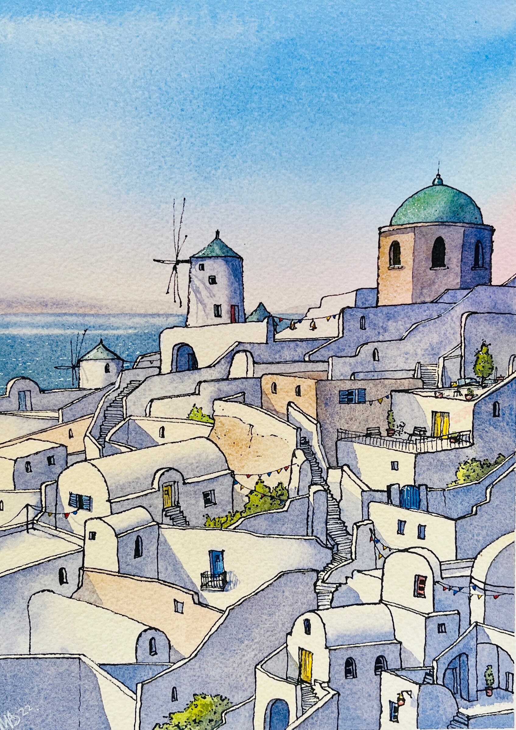 Art Print of Santorini - Etsy