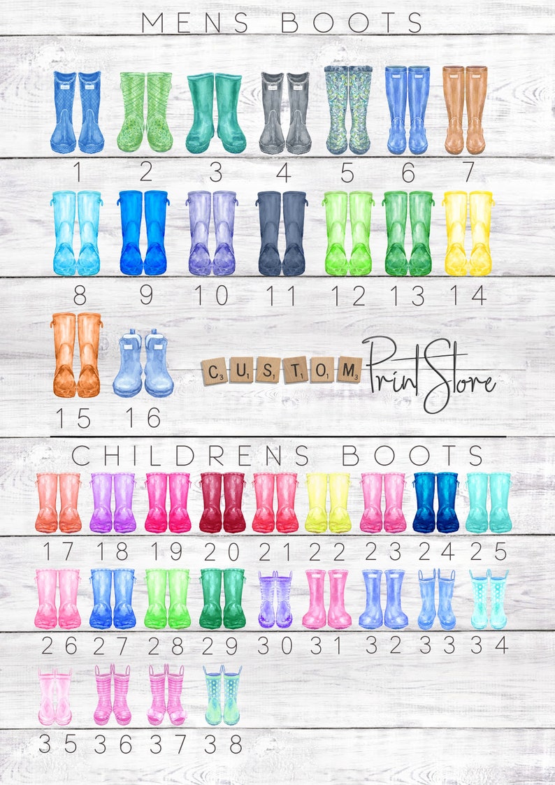 Personalised Watercolour Welly Print, Bespoke Welly Art, Illustrated ...
