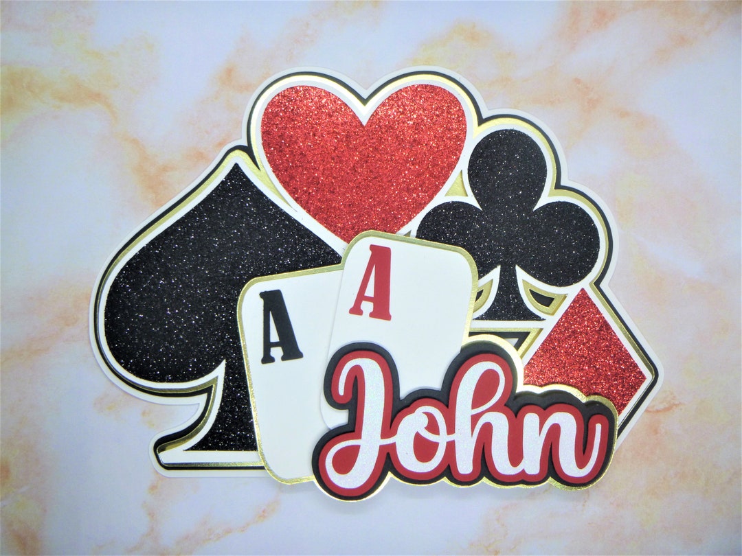 Poker Cake Topper, Personalized Birthday Cake Topper for Men, Casino ...