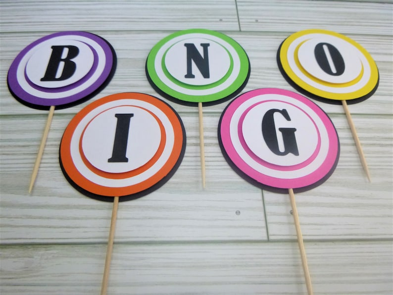 Bingo Cupcake Toppers Bingo Birthday Party Game Night - Etsy