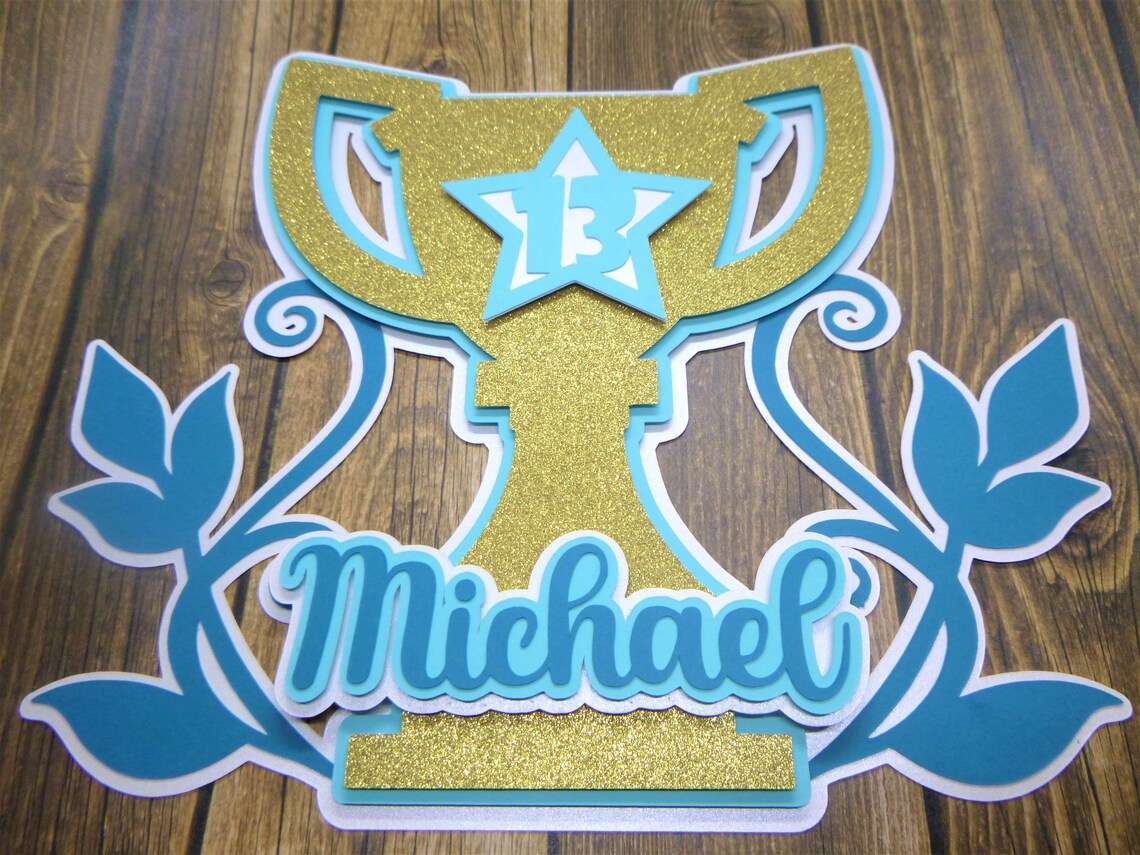 Trophy Cake Topper Personalized Birthday Cake Topper Race | Etsy