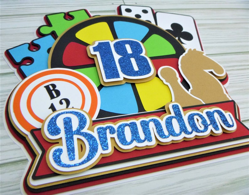 Game Night Cake Topper, Personalized Birthday Topper for Him, Board ...