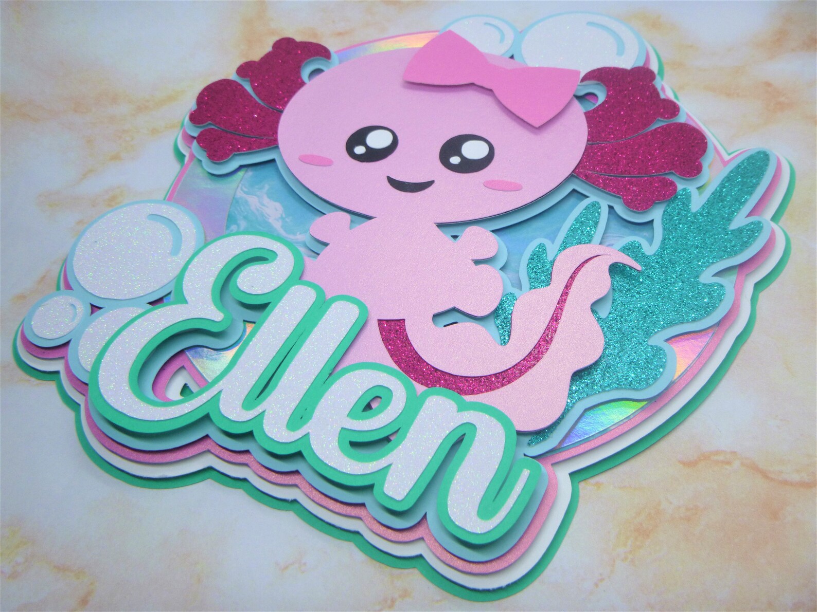 Axolotl Cake Topper Personalized Birthday Cake Topper for - Etsy
