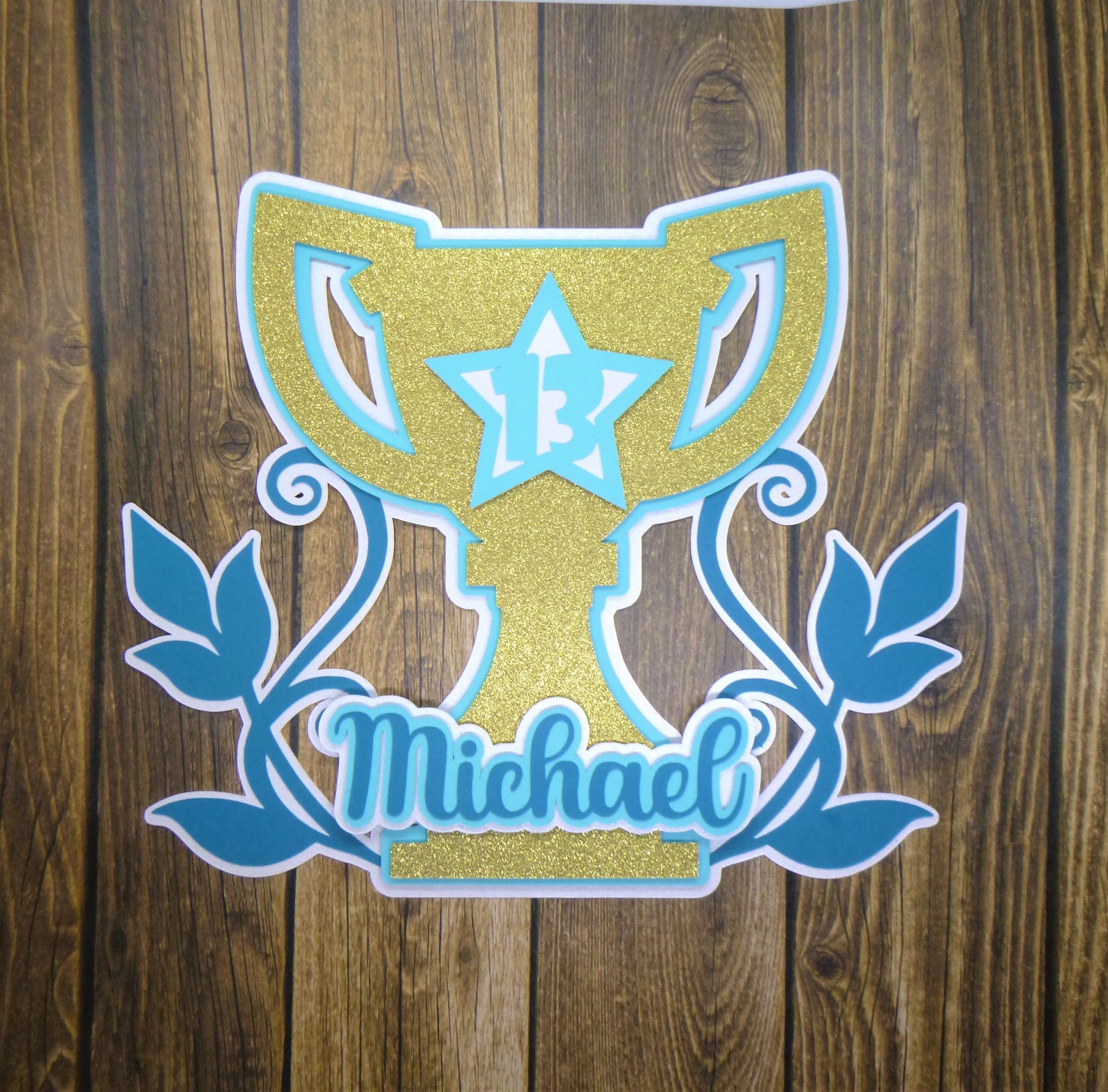 Trophy Cake Topper Personalized Birthday Cake Topper Race | Etsy