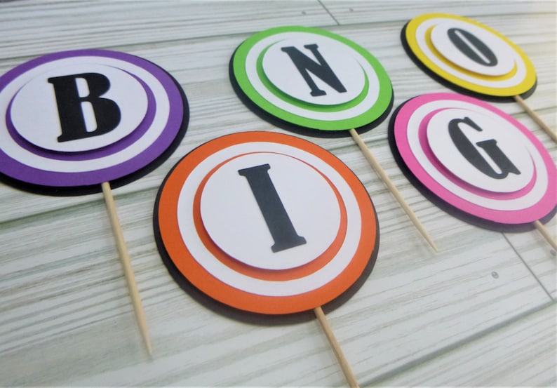 Bingo Cupcake Toppers Bingo Birthday Party Game Night - Etsy