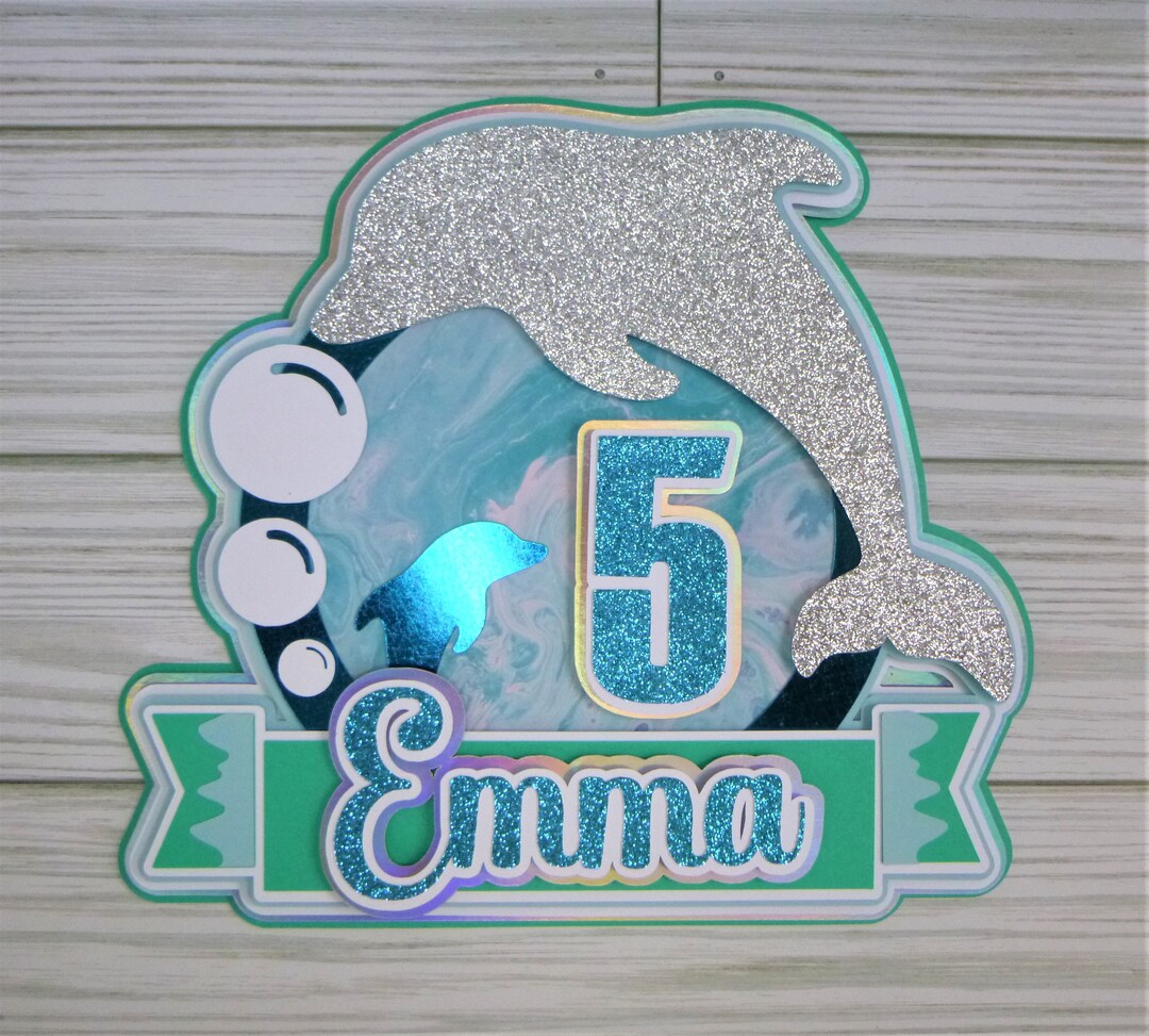 Dolphin Cake Topper, Personalized Birthday Cake Topper, Dolphin ...
