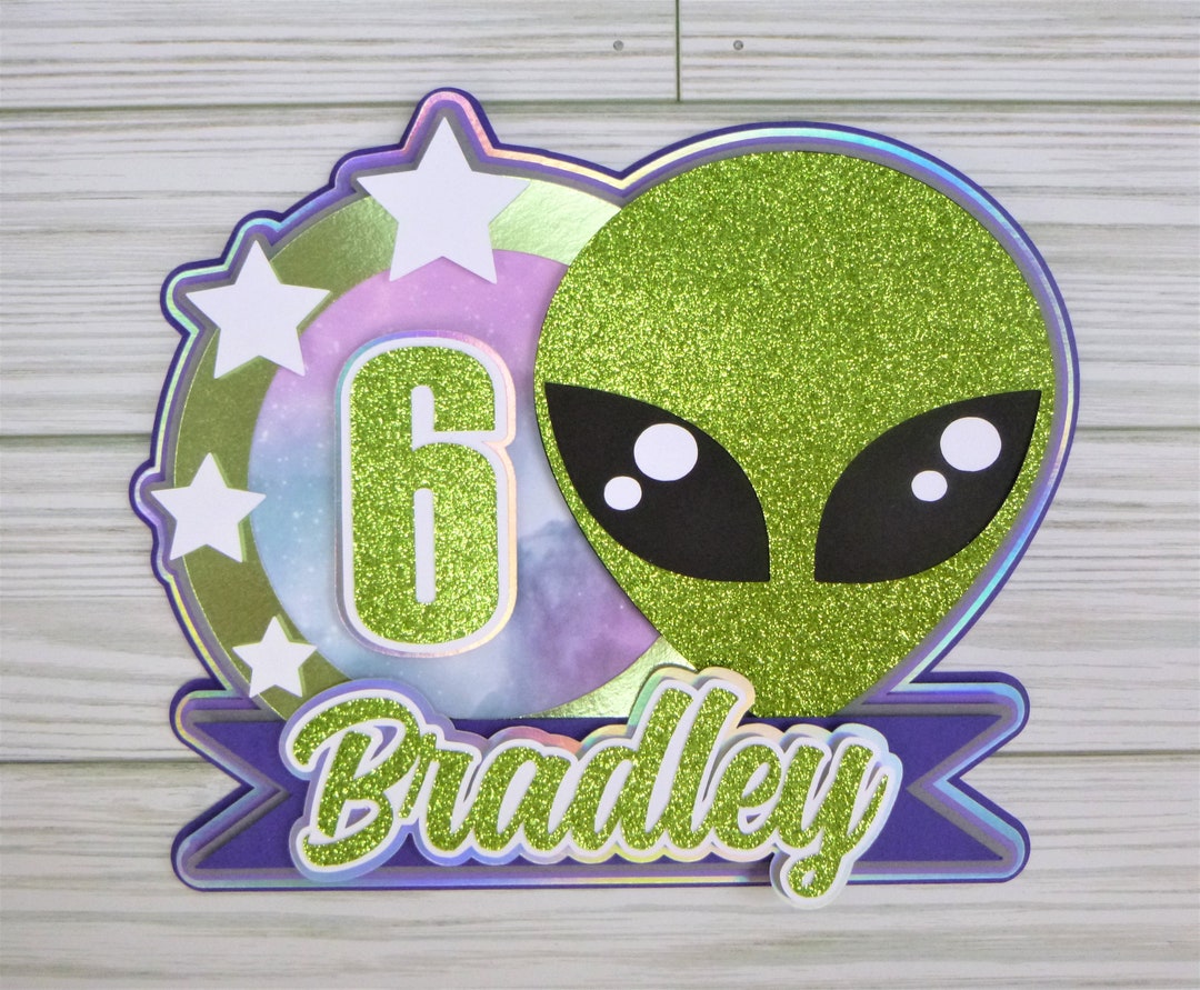 Alien Cake Topper, Personalized Birthday Cake Topper for Kids, Space ...