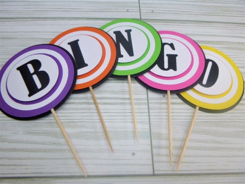 Bingo Cupcake Toppers Bingo Birthday Party Game Night - Etsy