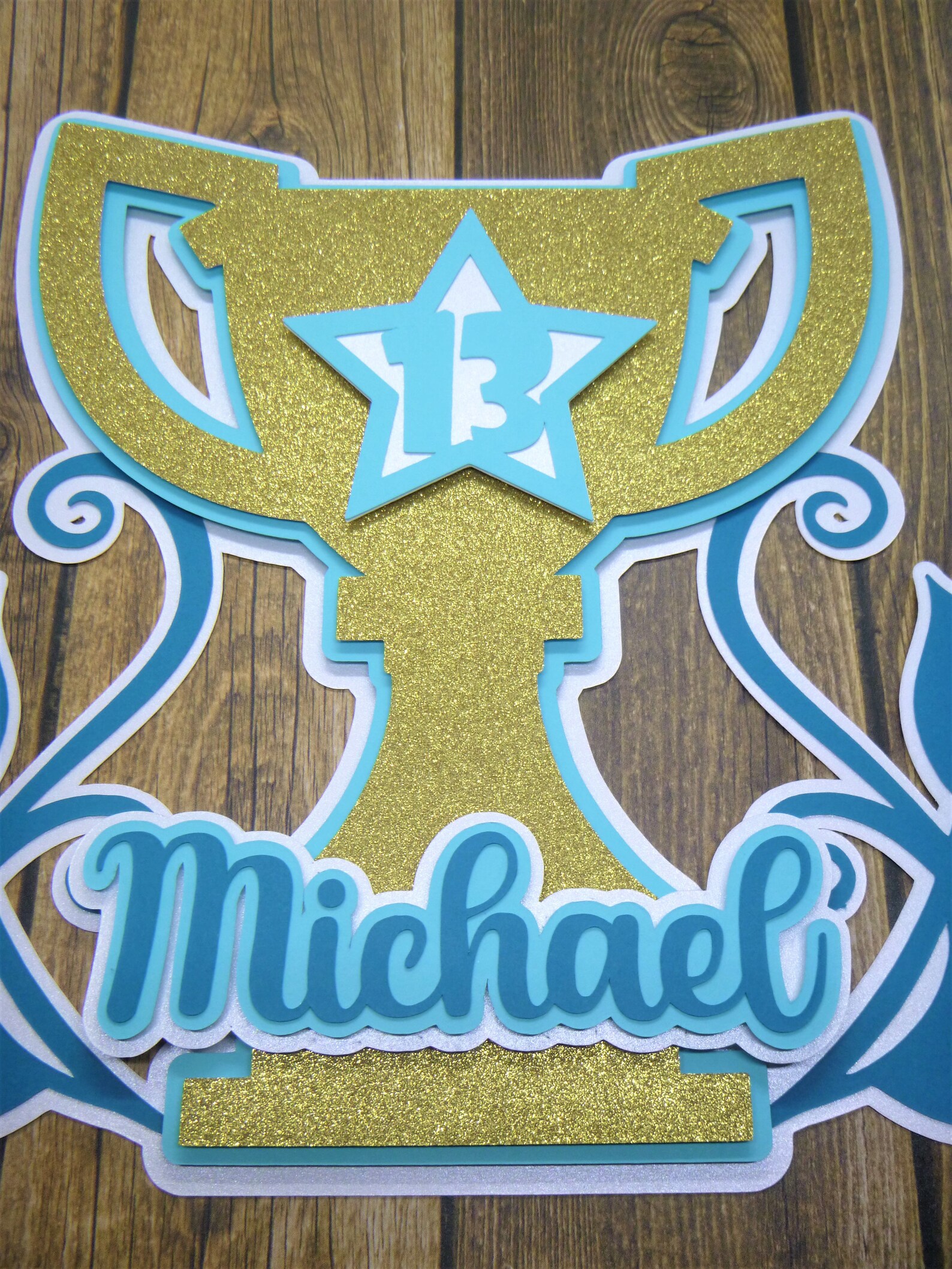 Trophy Cake Topper Personalized Birthday Cake Topper Race | Etsy