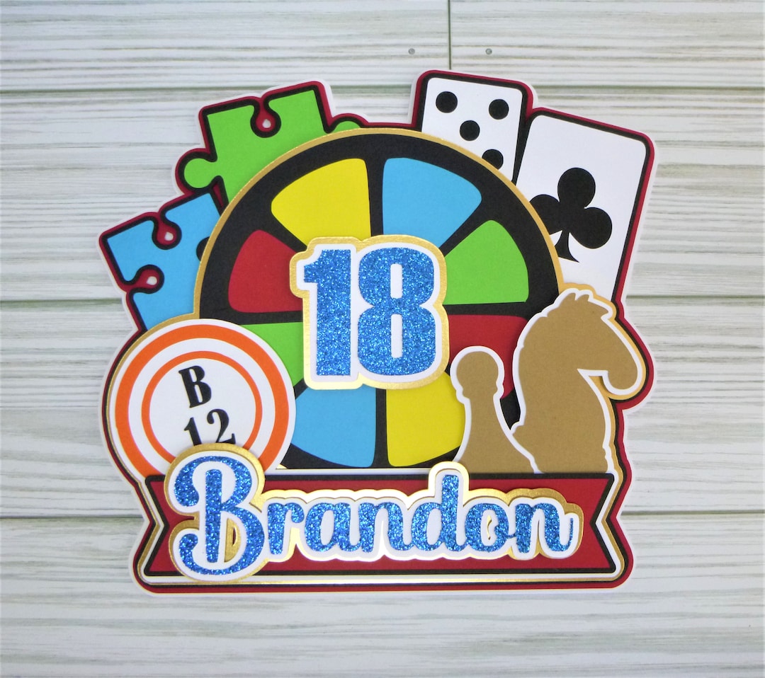 Game Night Cake Topper, Personalized Birthday Topper for Him, Board ...