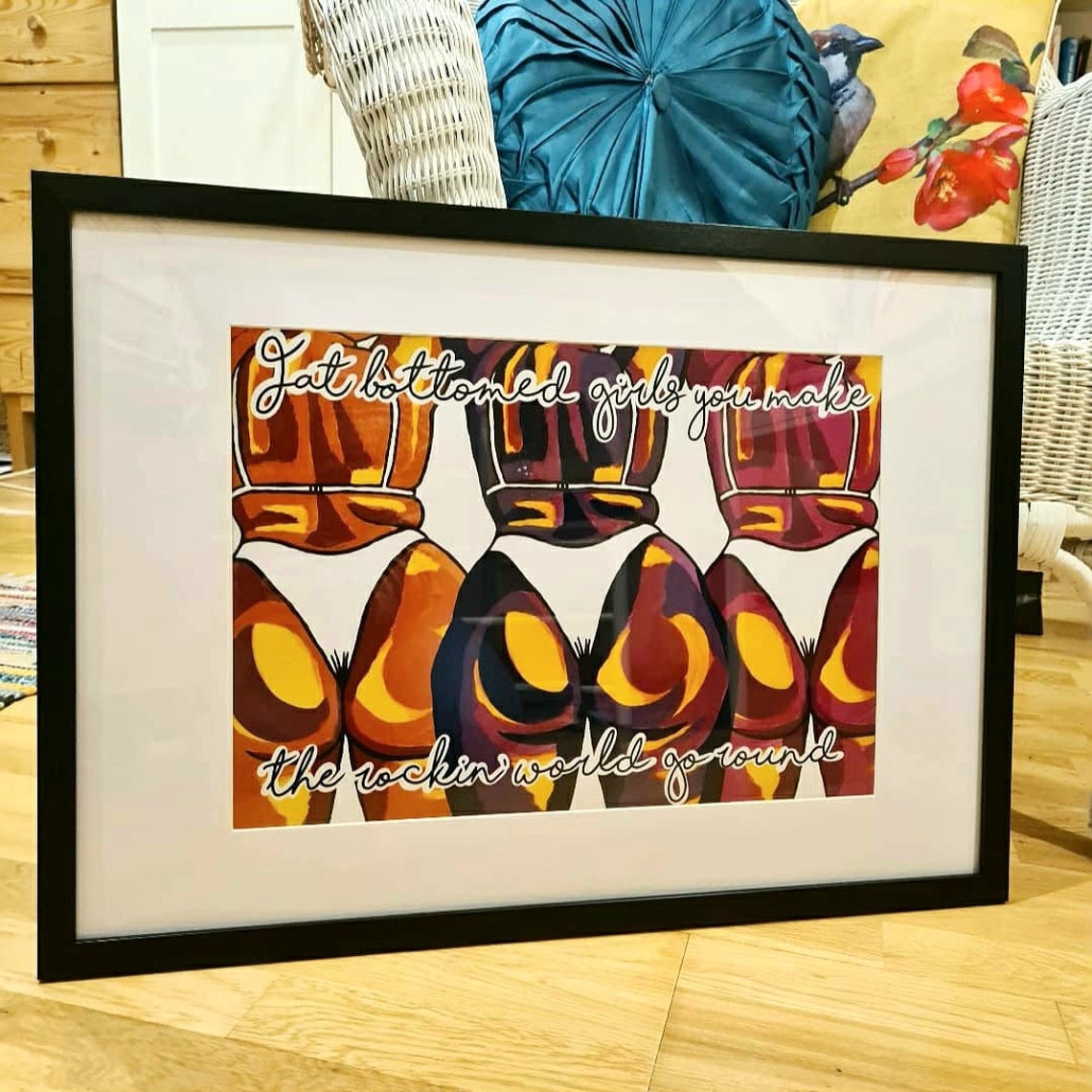Fat Bottomed Girls Poster Funky Bunte Multi Babe Print Queen Etsy