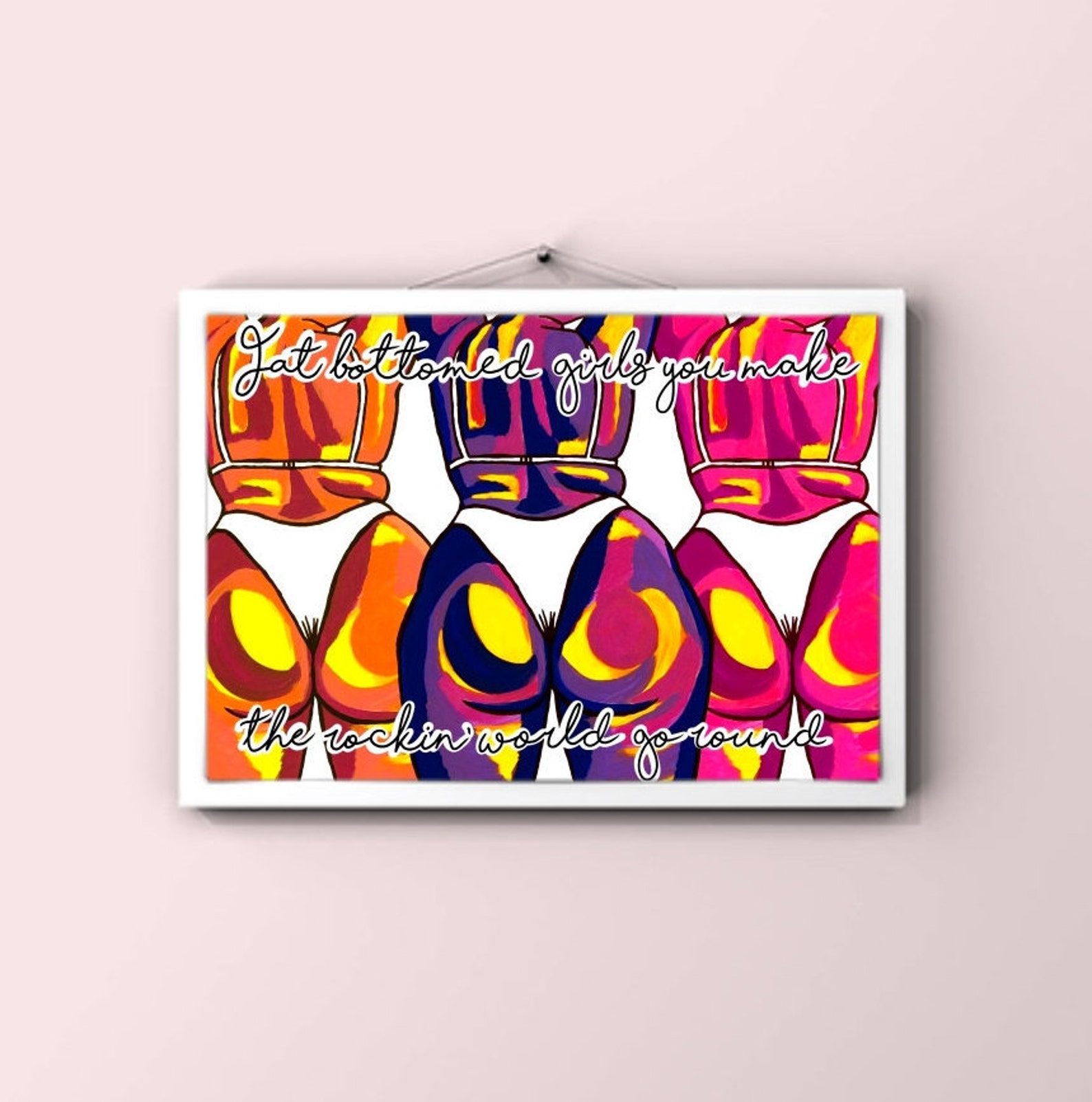 Fat Bottomed Girls Poster Funky Colourful Multi Babe Print Etsy