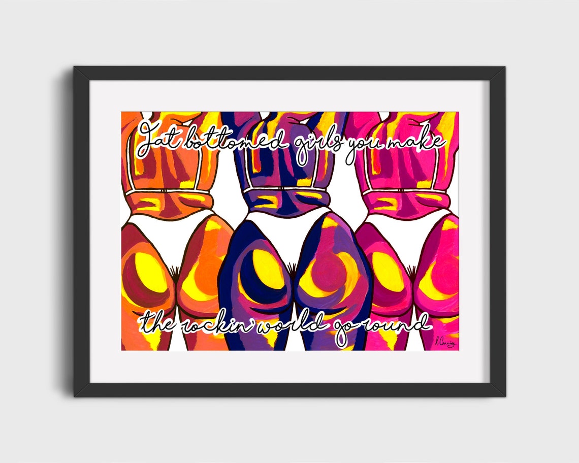 Fat Bottomed Girls Poster Funky Bunte Multi Babe Print Queen Etsy