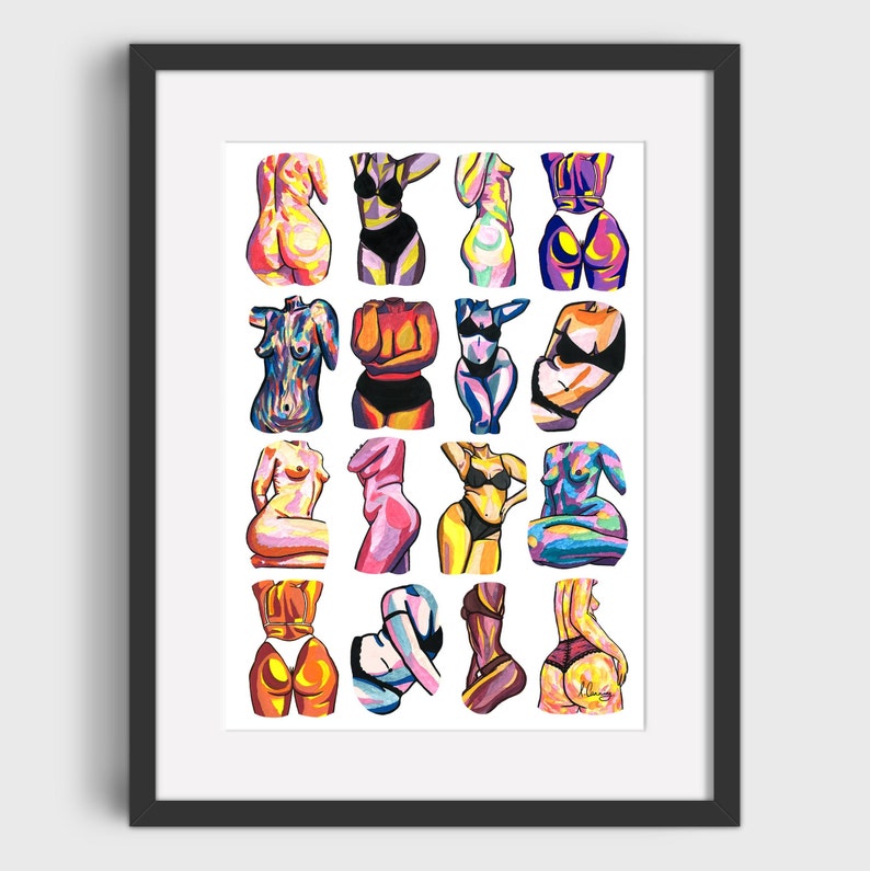 Multi Babe Nude Poster Empowering Nude Art Body Positive Etsy