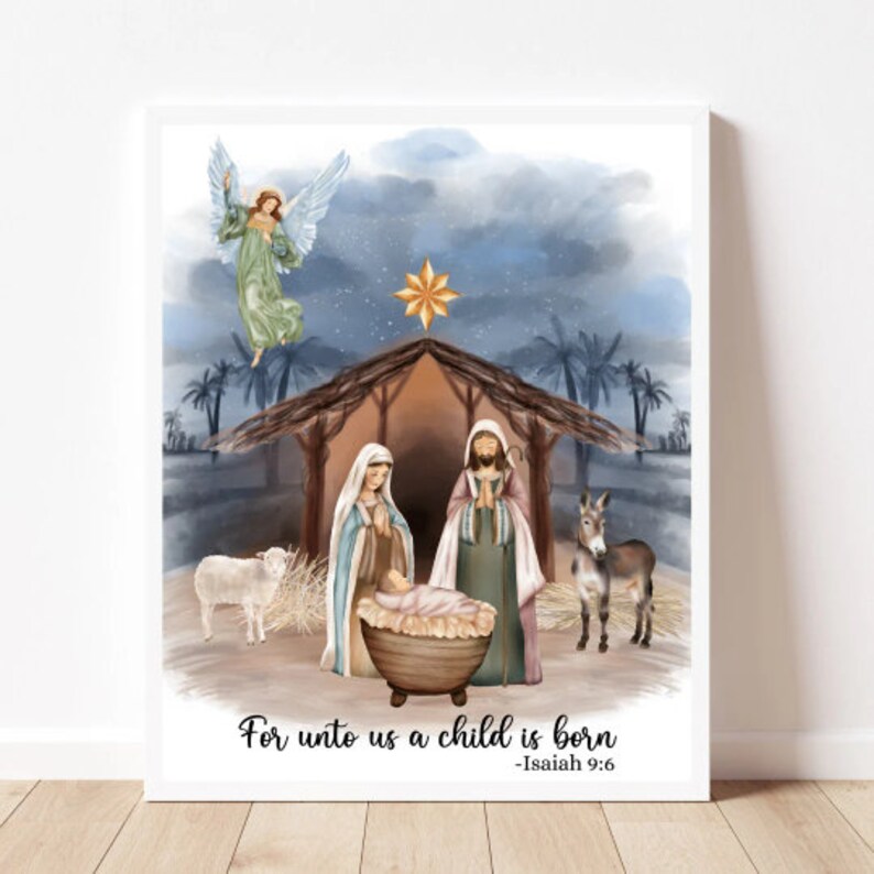 Nativity Scene Art Print Nativity Scene Print Jesus Birth Print ...