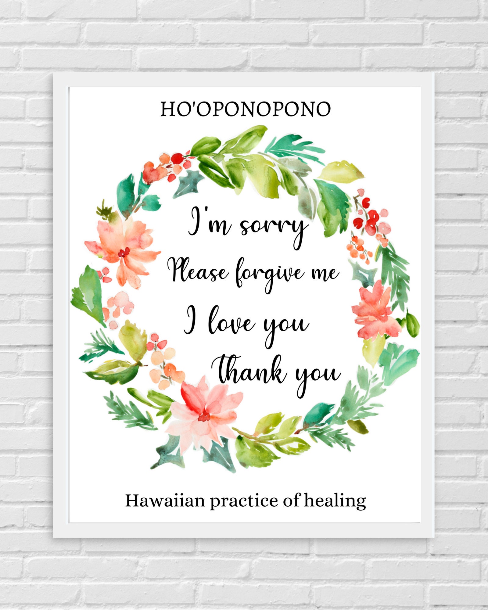 Hooponopono Poster Hooponopono Prayer Daily Affirmation Print ...