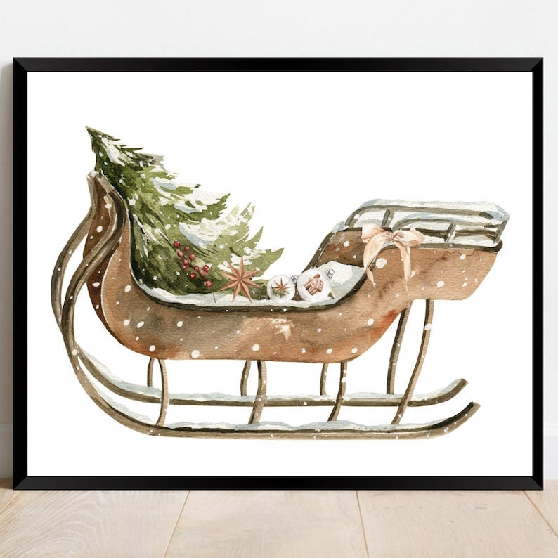 Christmas Sleigh Print Christmas Decor Christmas Printable Wall Art ...