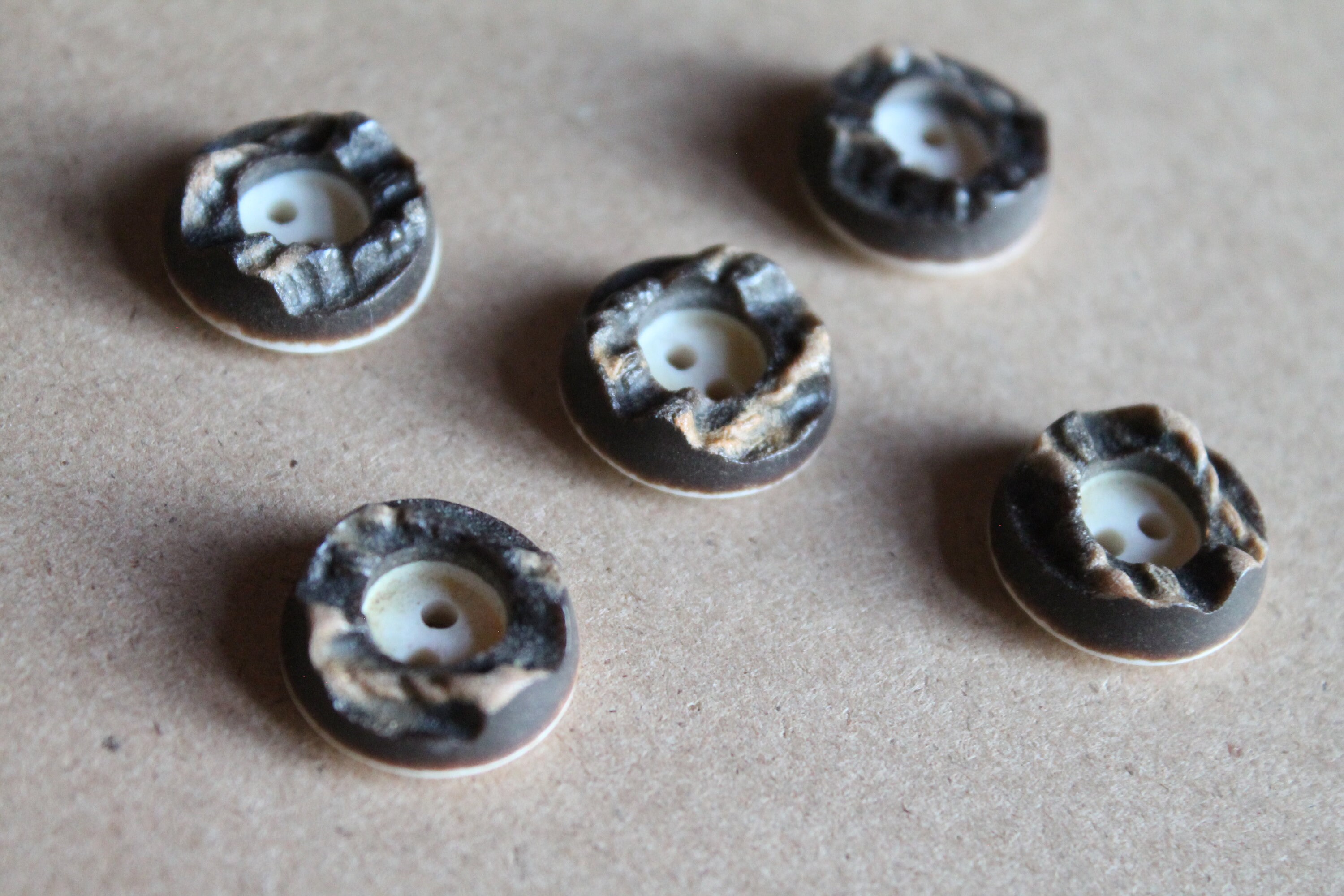 Brown Carved Button Set of 5 Antler Bone Effect Fancy - Etsy