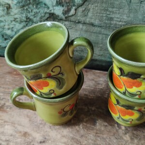 Schramberger Majolica Cups Hand-painted Floral Mug 1960s German Ceramic ...